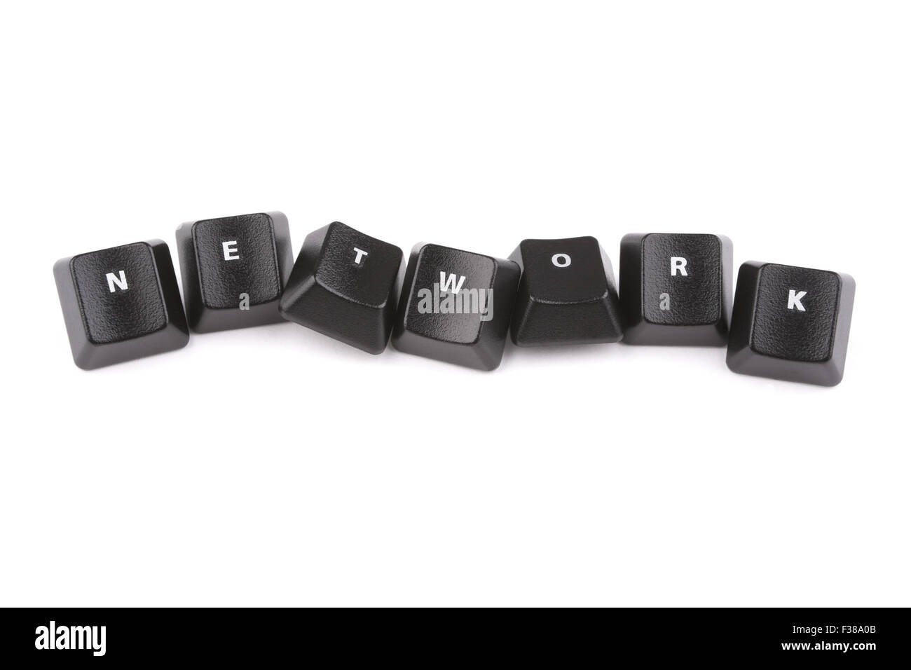 Word network formed with computer keyboard keys on white background ...