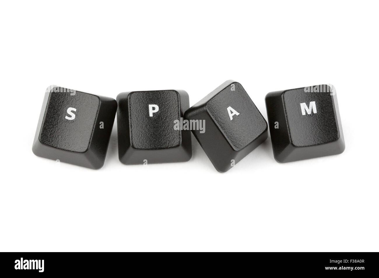 Word spam formed with computer keyboard keys on white background with ...