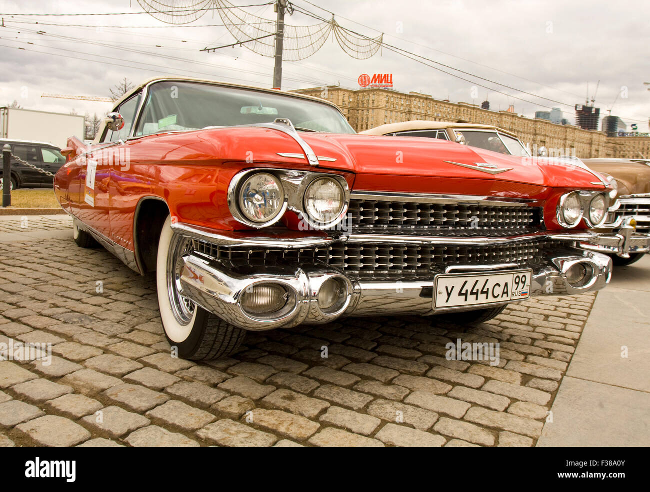 MOSCOW – APRIL 21: retro cadillac on rally of classical cars on ...
