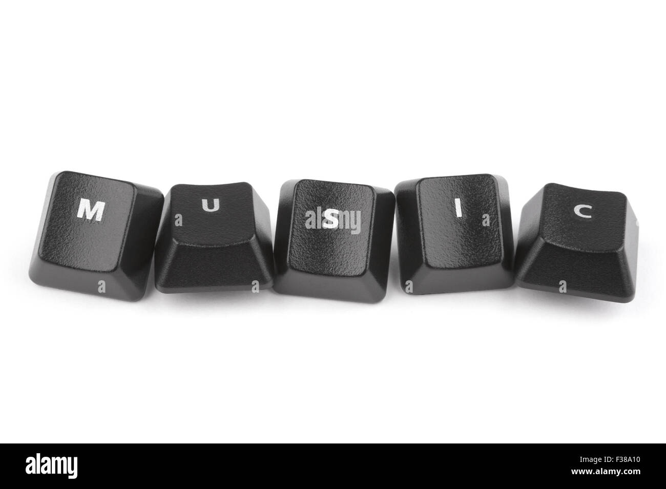 Word music formed with computer keyboard keys on white background with ...