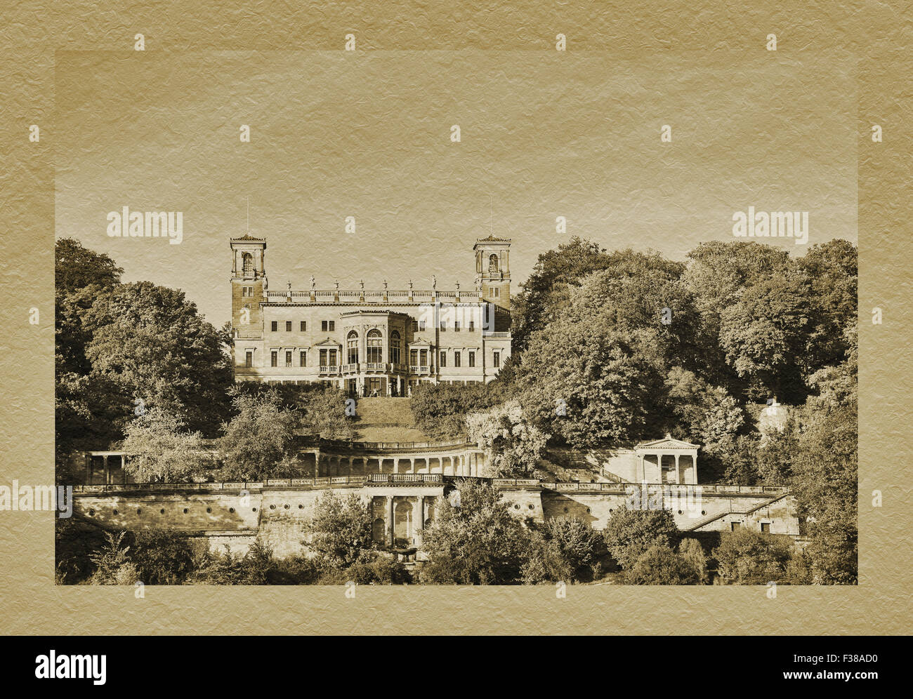 View over Elbe river to Albrechtsburg Castle built from 1850 to 1854 ...
