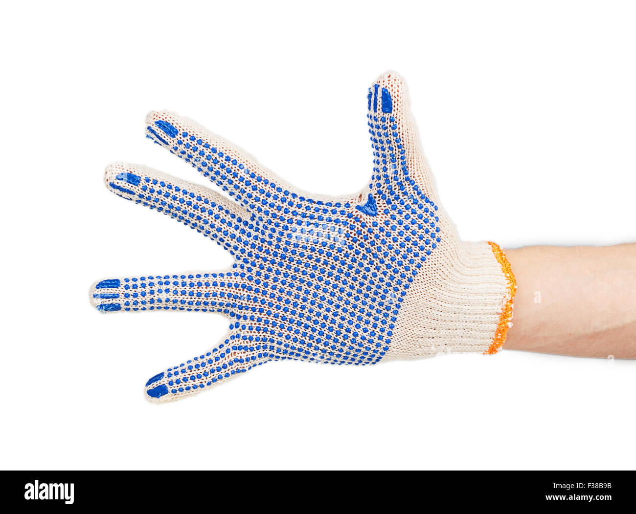 Working hand in glove isolated on white background Stock Photo - Alamy