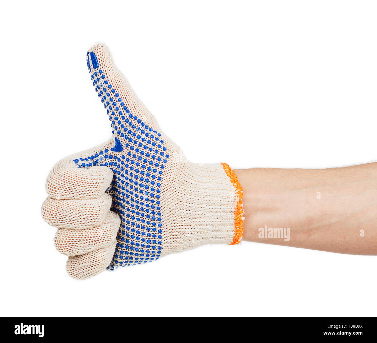 man hand in work glove with thumb up isolated on white background Stock ...