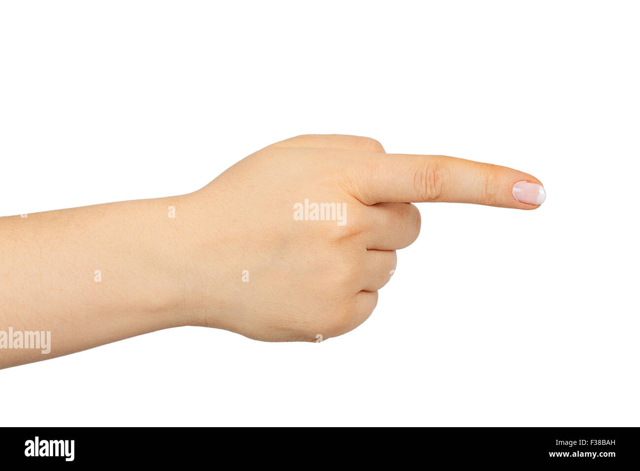 female hand with finger showing right isolated on white background ...