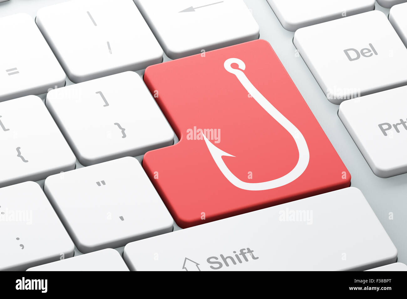 Safety concept: Fishing Hook on computer keyboard background Stock ...