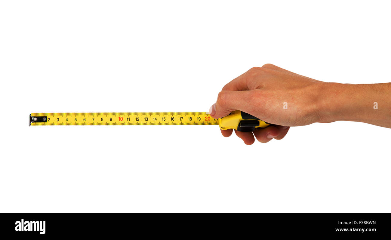 Human hand with tape-measure isolated on white background Stock Photo ...