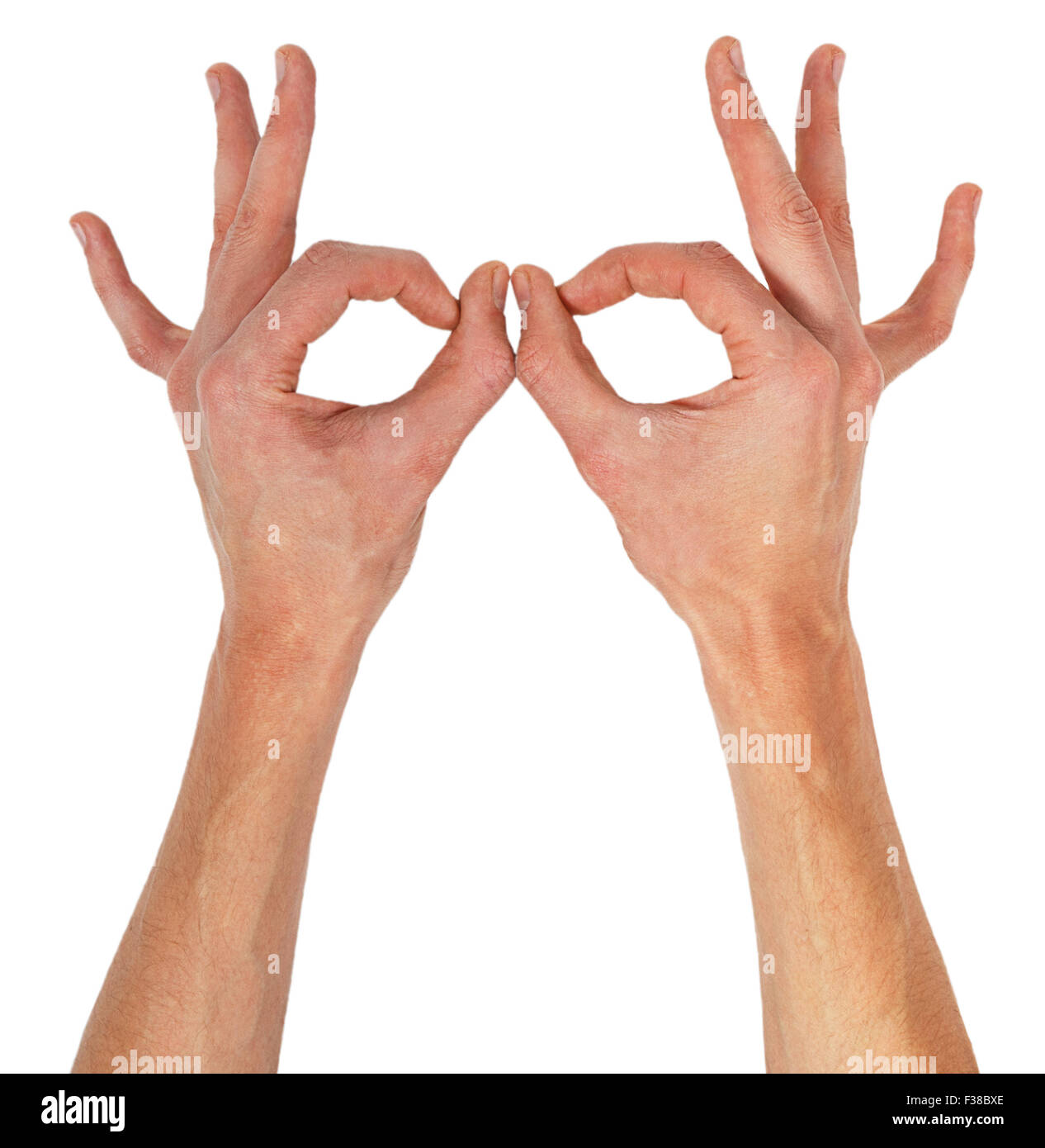 Man hands in ok sign isolated on a white background Stock Photo - Alamy