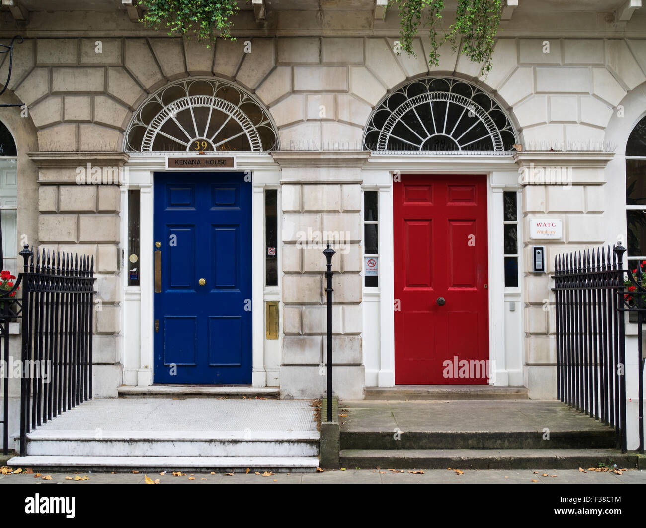 Blue and red doors in London, England Stock Photo - Alamy