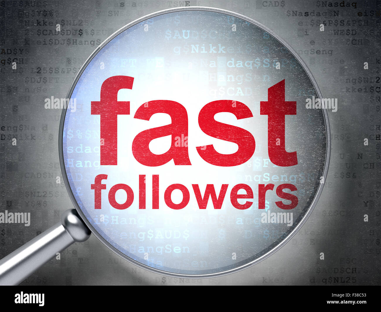 Finance concept: Fast Followers with optical glass Stock Photo - Alamy