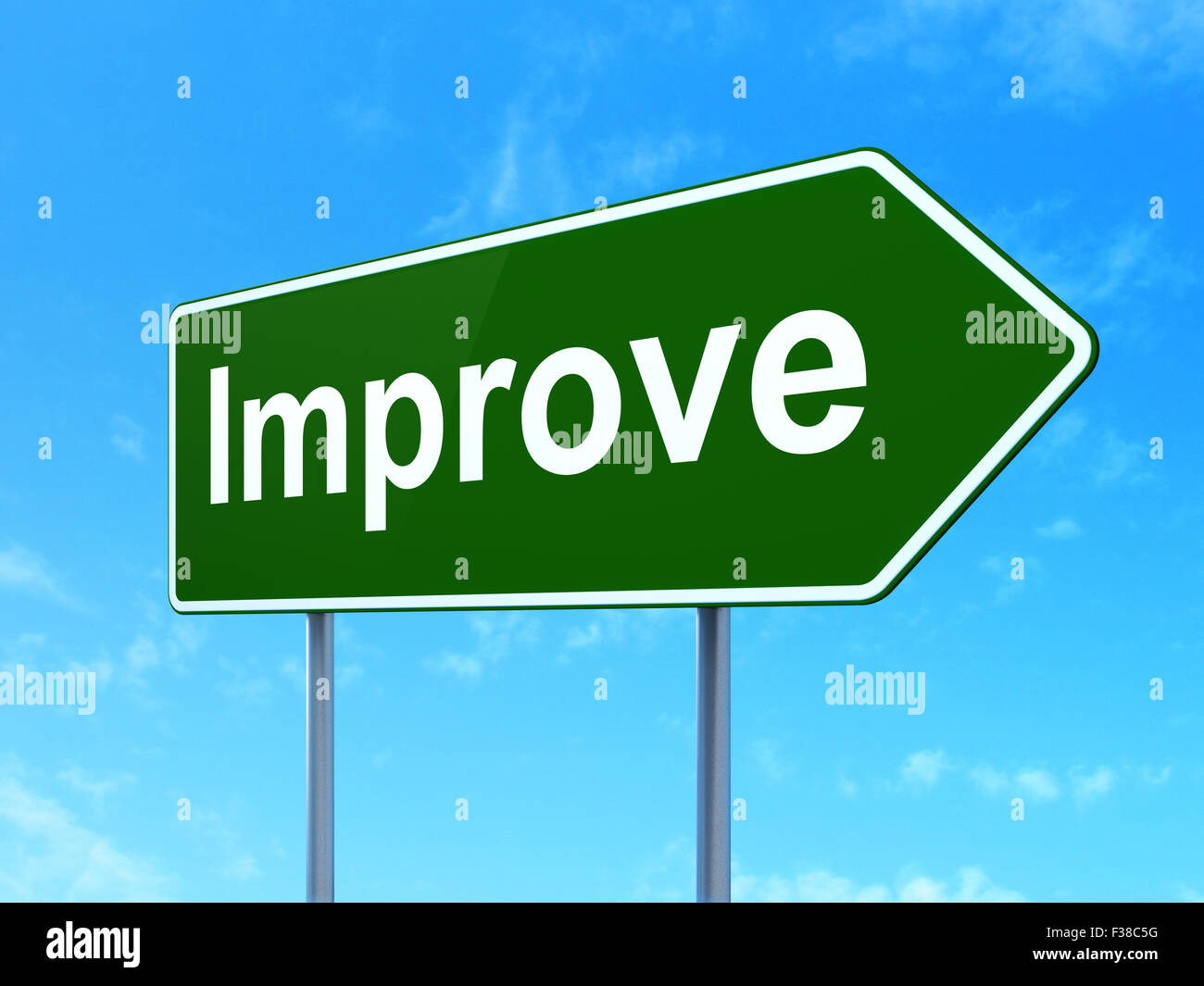 Finance concept: Improve on road sign background Stock Photo - Alamy