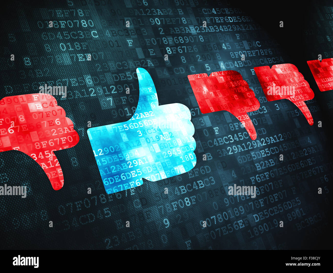 Social network concept: Thumb Up, Down on digital background Stock ...