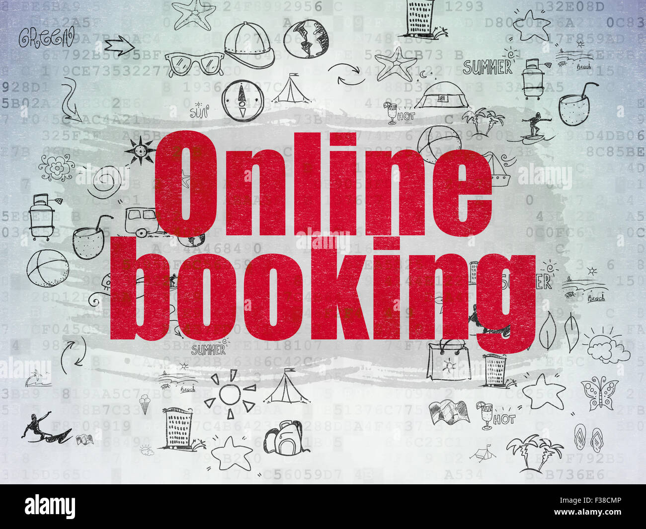 Vacation concept: Online Booking on Digital Paper background Stock ...