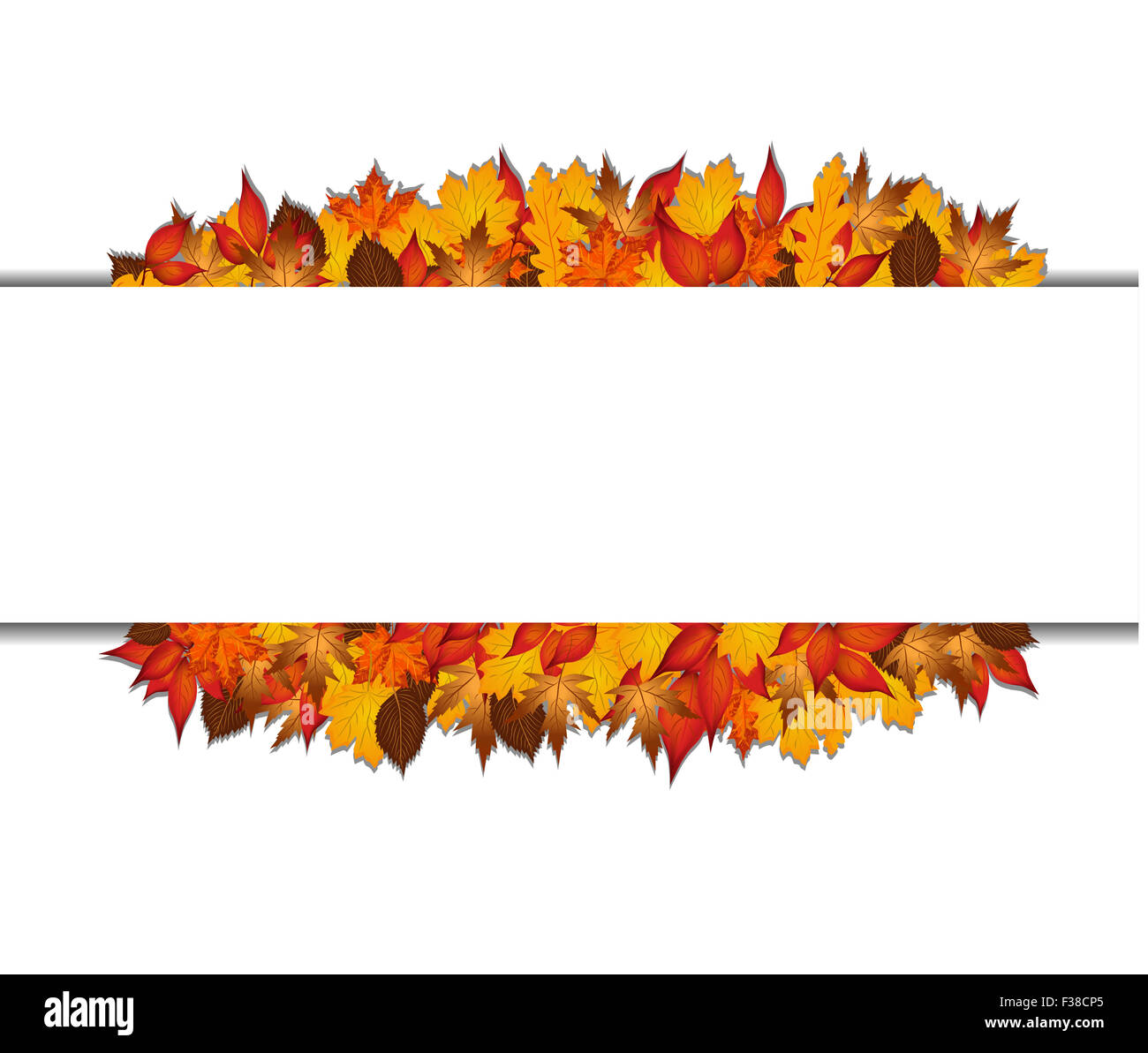 Autumn leaves around blank rectangle banner Stock Photo - Alamy