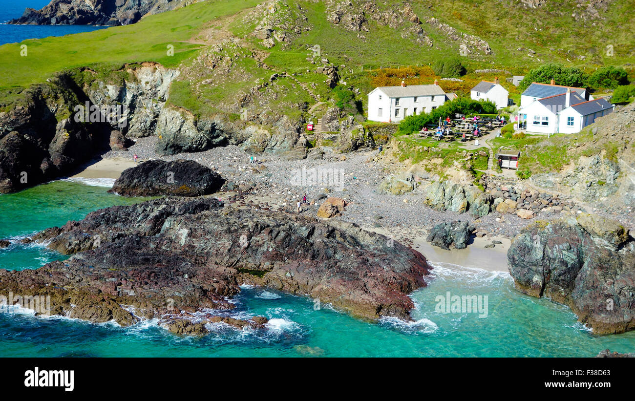 Kynance Cove and Cafe, Lizard Peninsula, Cornwall, England, UK in ...