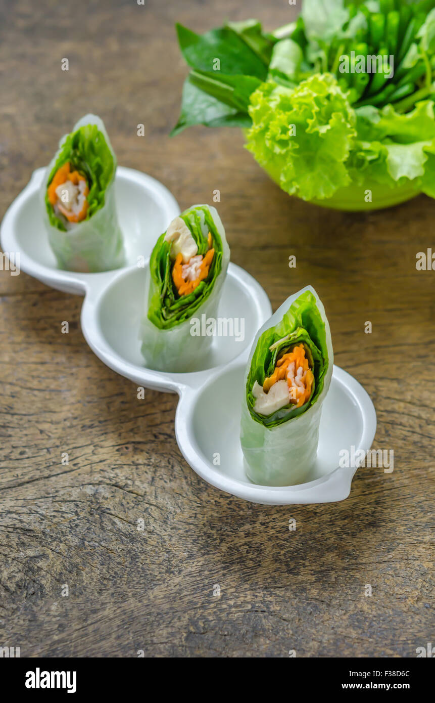 Fresh Spring Roll on white bowl , Vietnamese Food Stock Photo - Alamy