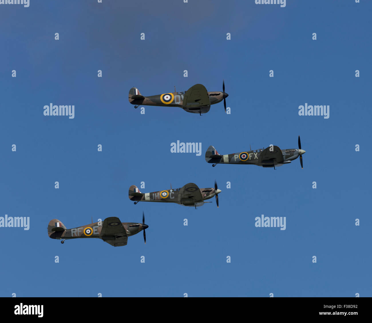 Three Spitfire and one Hurricane fighter aircraft at the Battle of ...