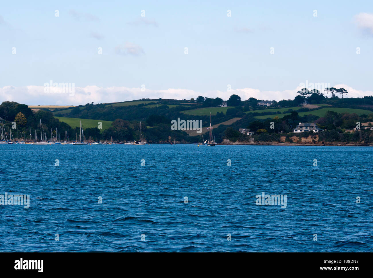 The Cornish Countryside Overlooking The River Fal Cornwall UK Stock ...