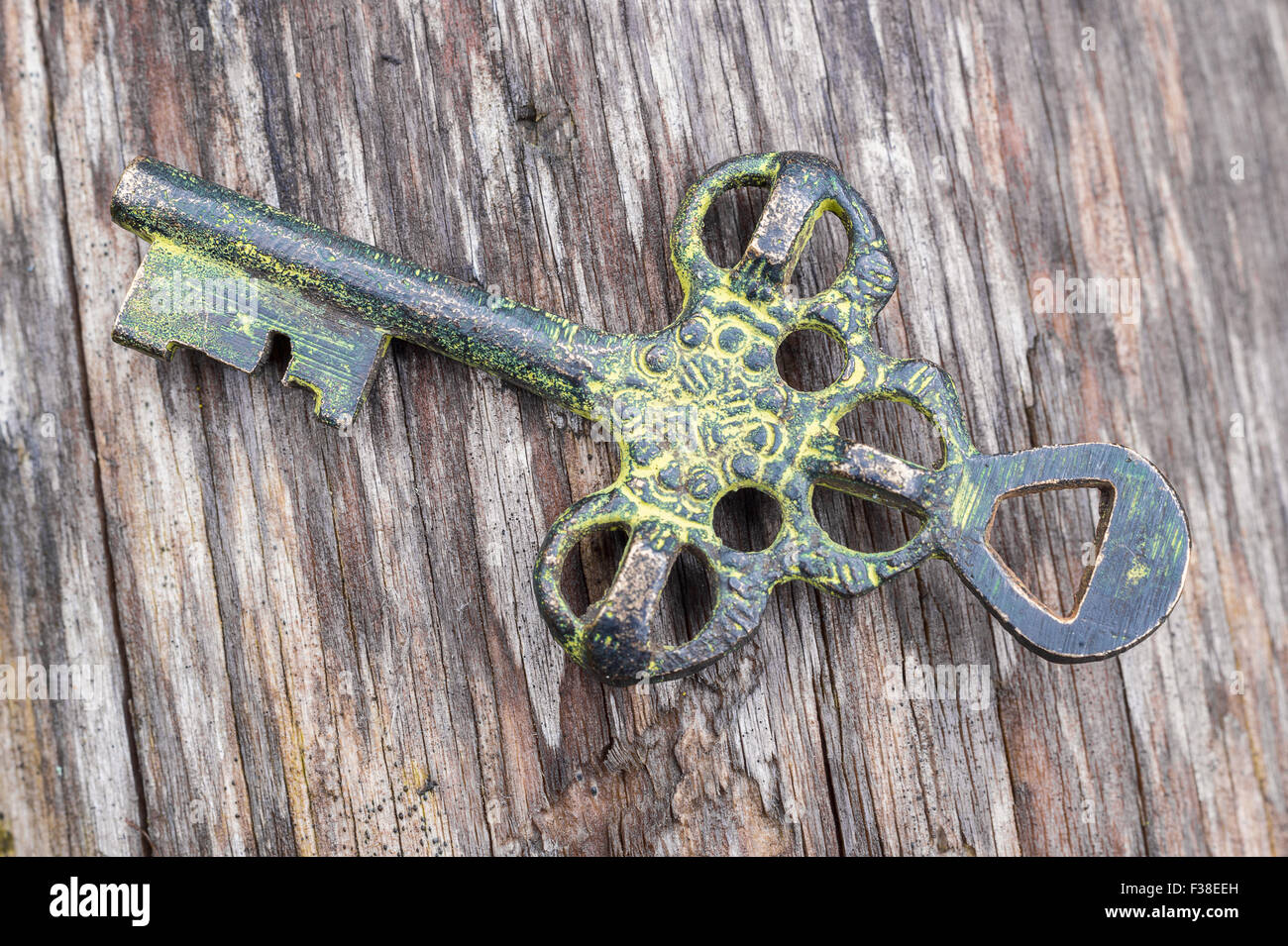 Silver key on wooden hi-res stock photography and images - Alamy