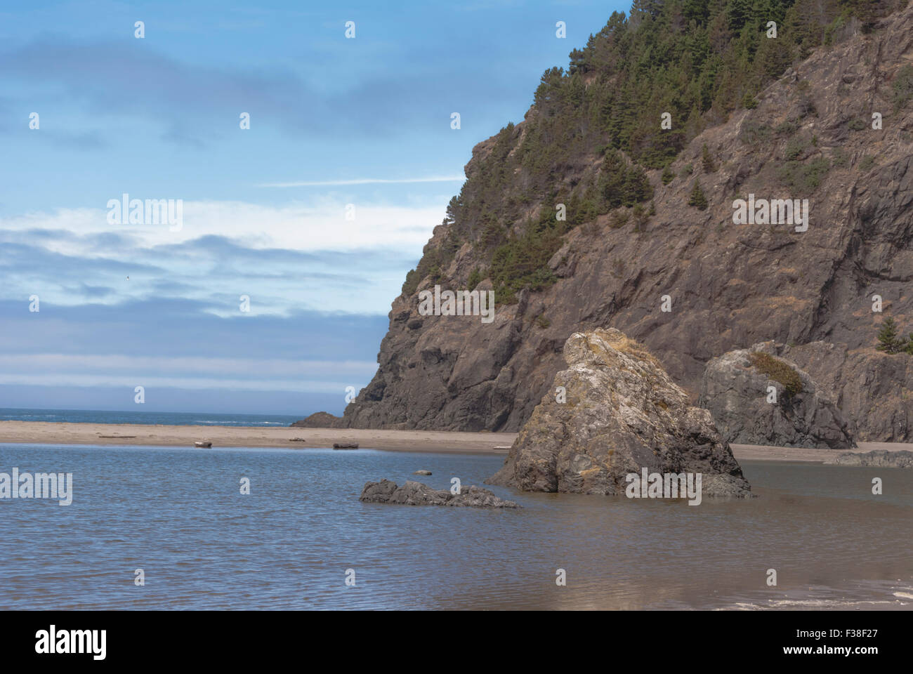 Oregon coast in the morning with overcast Stock Photo - Alamy