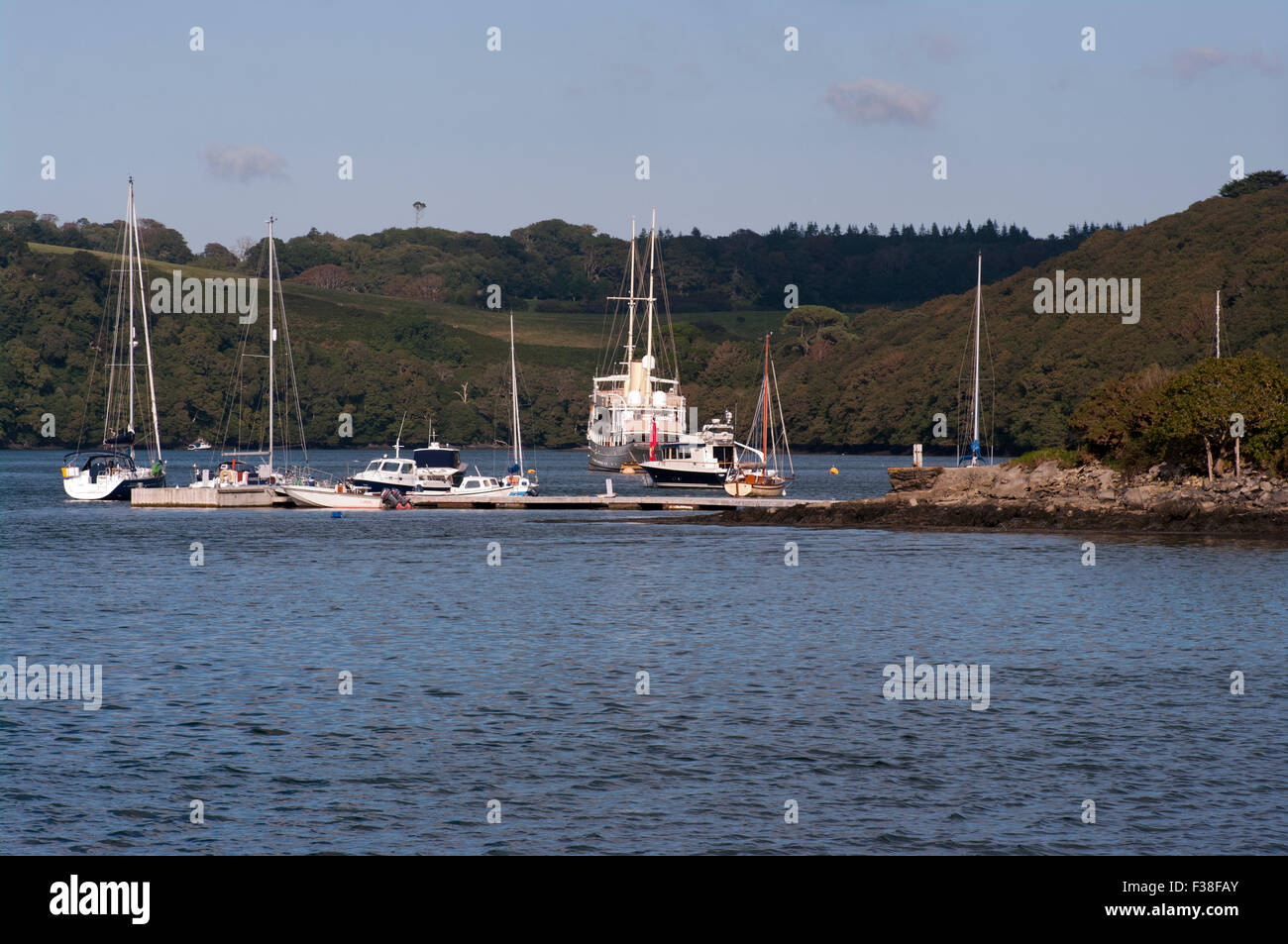 Yacht Moorings On The River Fal Cornwall England UK Stock Photo - Alamy