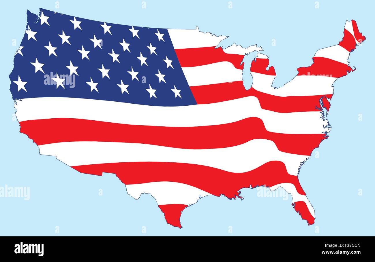 United States Map with Flag Stock Vector Image & Art - Alamy