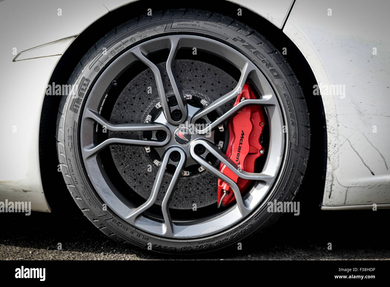 Wheel and carbon brake disk from Maclaren MP4 12C Stock Photo - Alamy