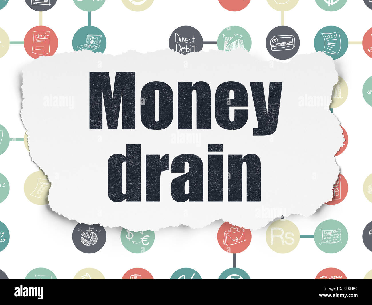 Money concept: Money Drain on Torn Paper background Stock Photo - Alamy