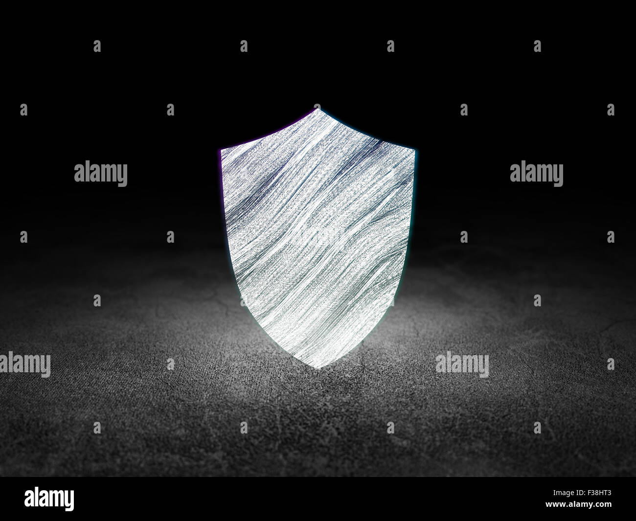 Security concept: Shield in grunge dark room Stock Photo - Alamy