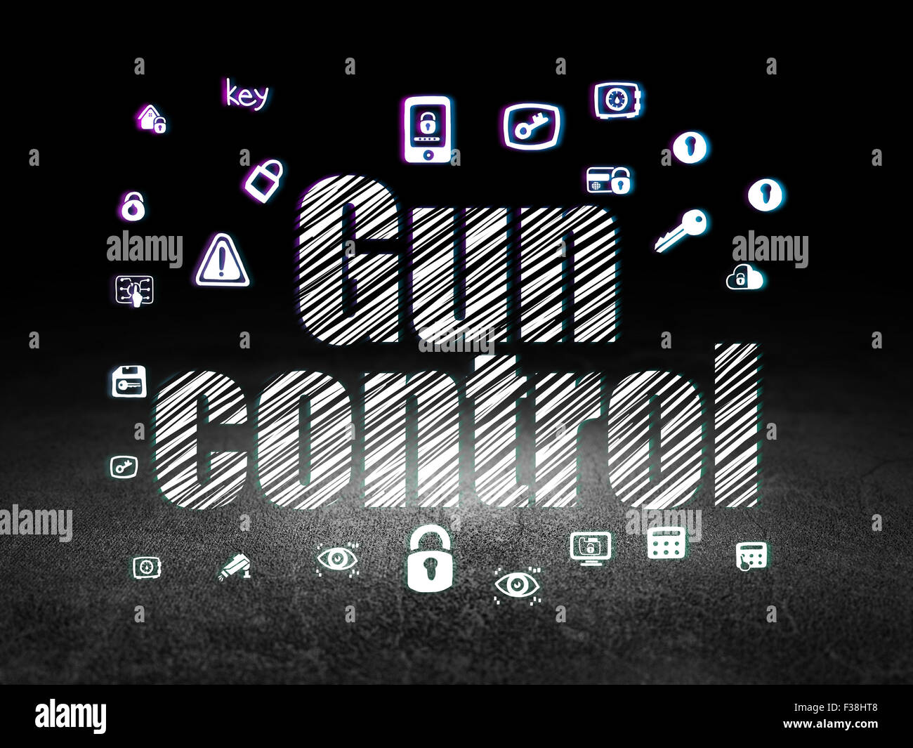 Privacy concept: Gun Control in grunge dark room Stock Photo - Alamy