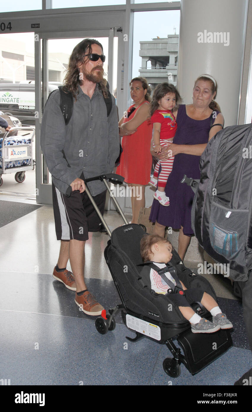 Christian Bale arrives at Los Angeles International Airport (LAX) with ...