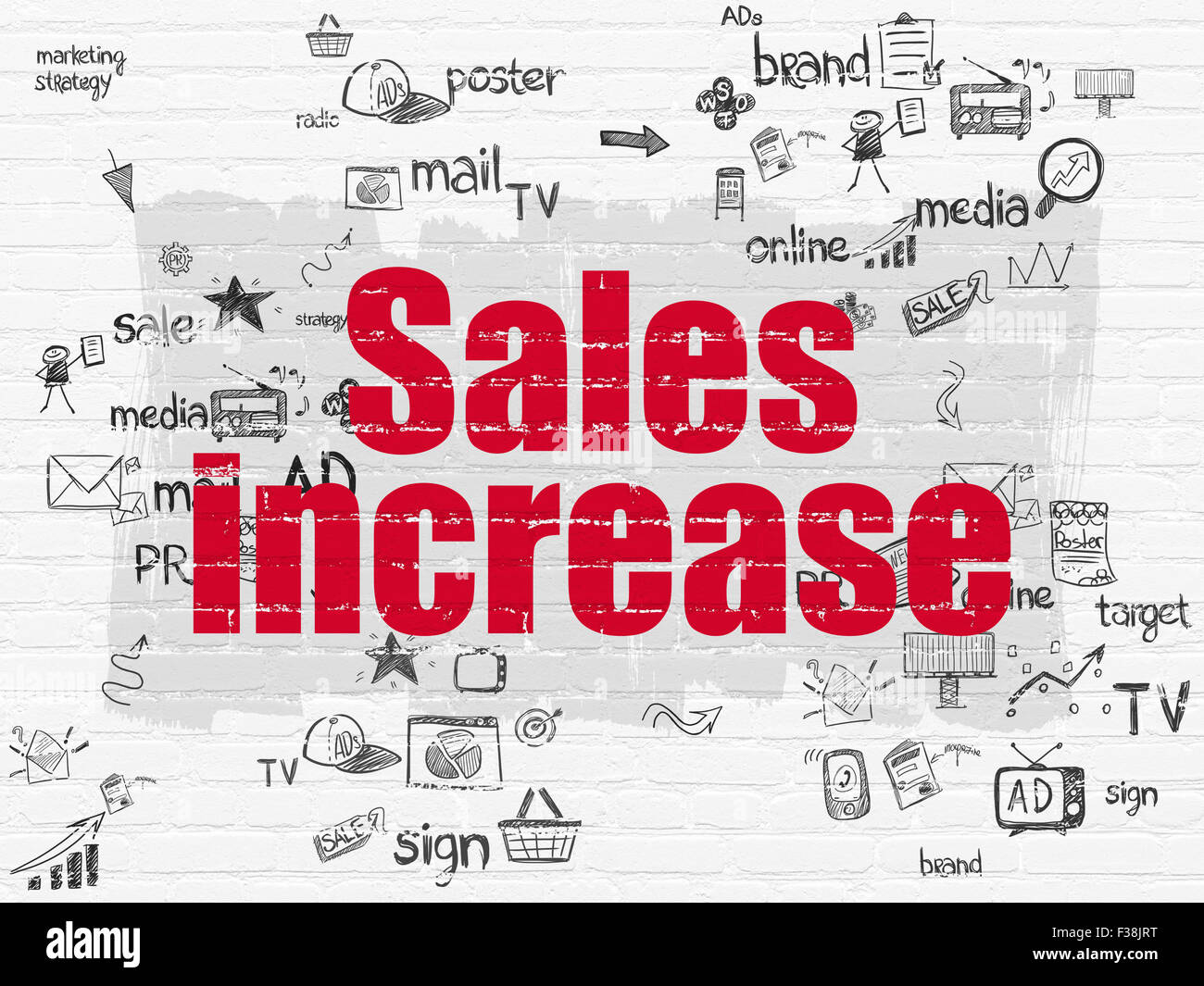 Advertising concept: Sales Increase on wall background Stock Photo - Alamy