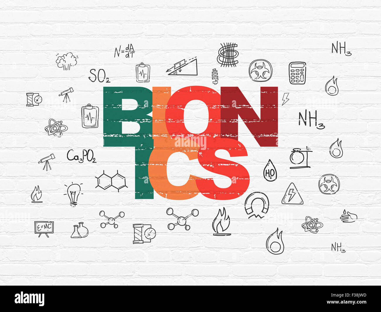 Science concept: Bionics on wall background Stock Photo - Alamy