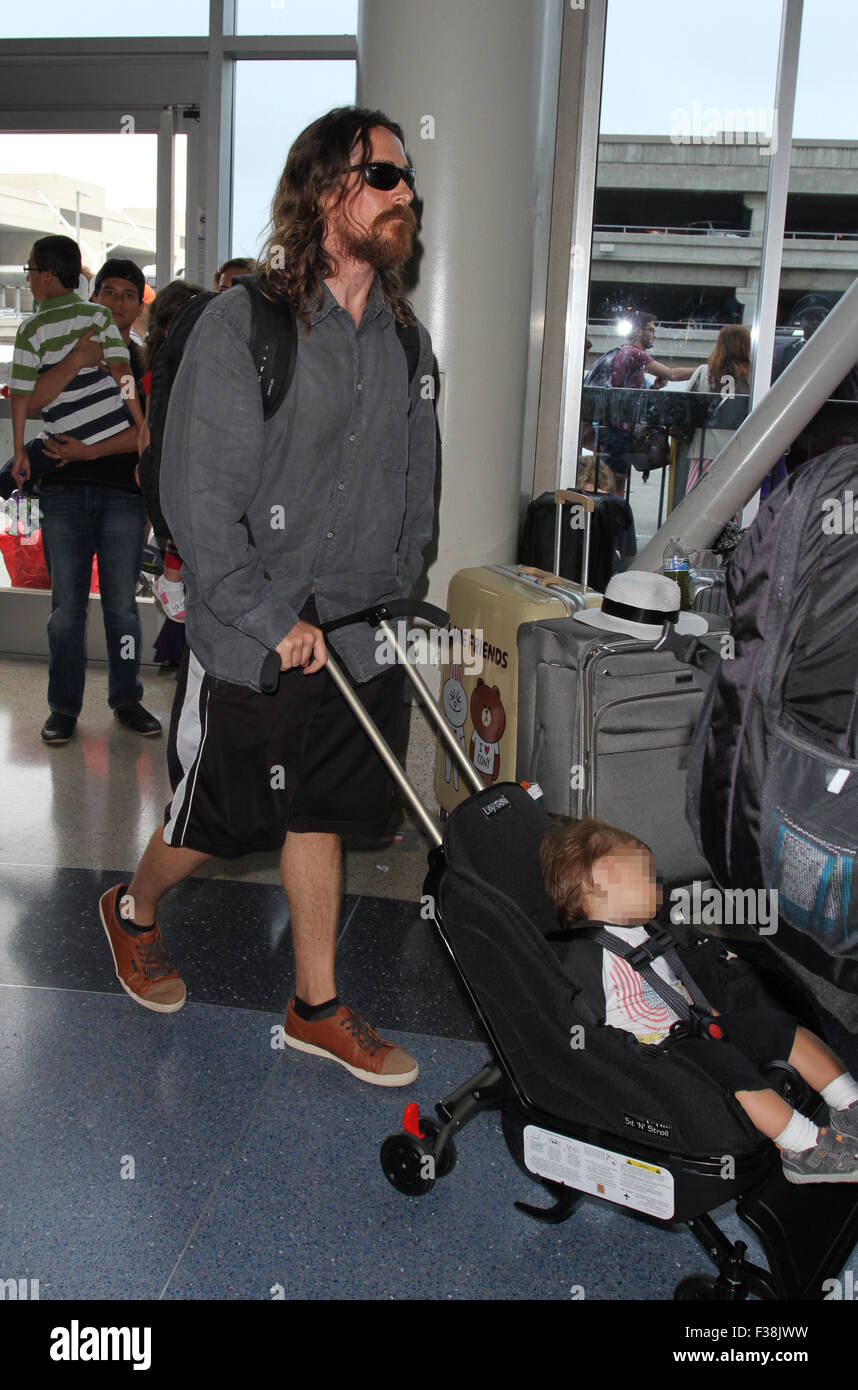 Christian Bale arrives at Los Angeles International Airport (LAX) with ...