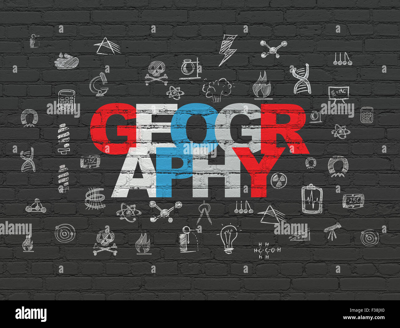 Science concept: Geography on wall background Stock Photo - Alamy