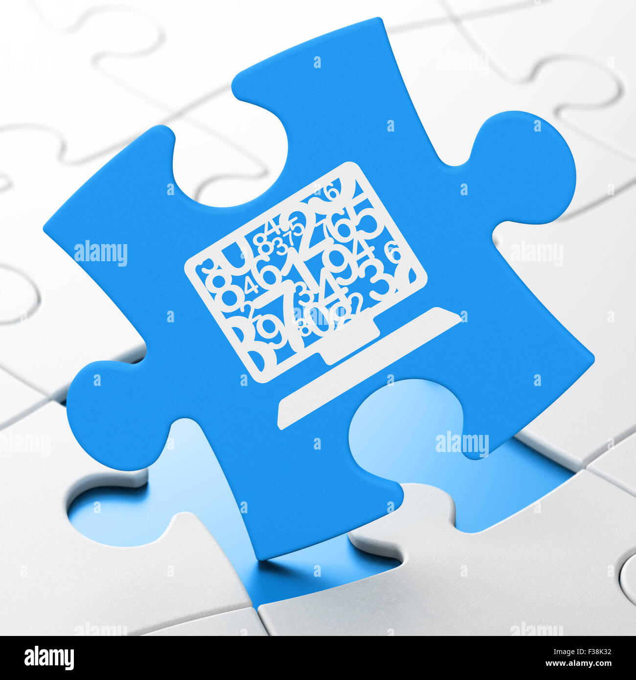 Education concept: Computer Pc on puzzle background Stock Photo - Alamy