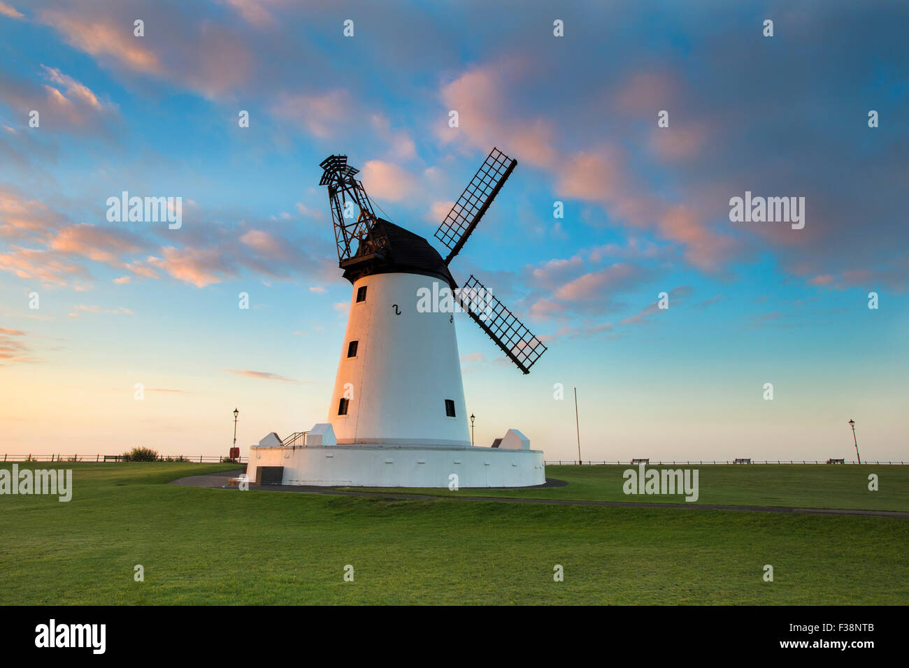 Lytham Windmill, Lancashire photographed at dawn during sunrise in ...