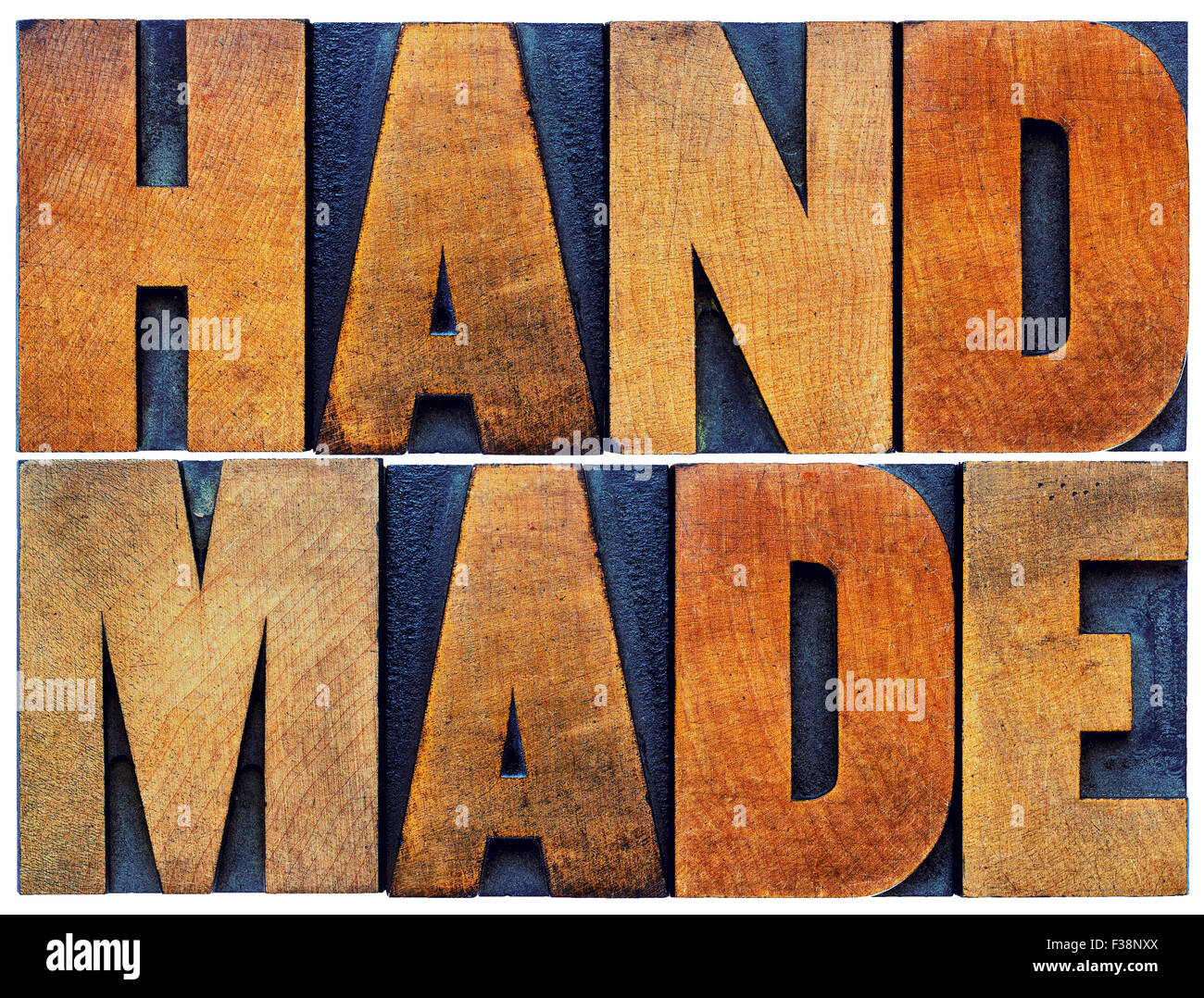 handmade word abstract - isolated text in vintage letterpress wood type ...