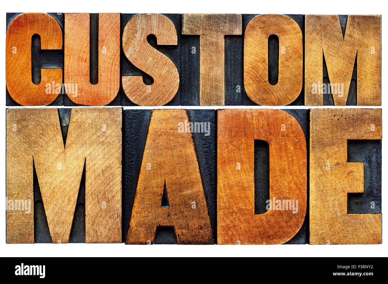 custom made word abstract - isolated text in vintage letterpress wood ...