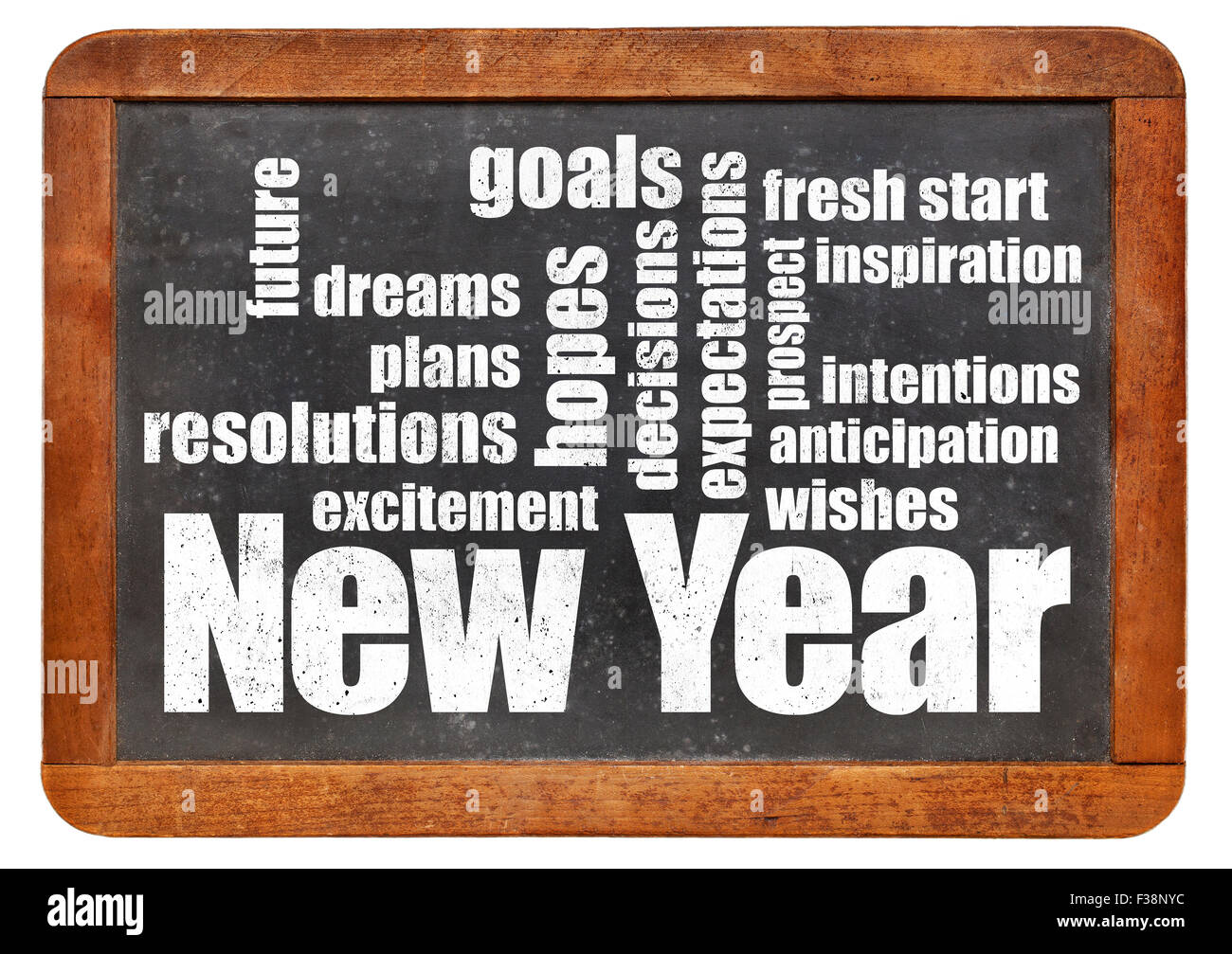 New Year goals. plans and expectations - a word cloud on a vintage ...