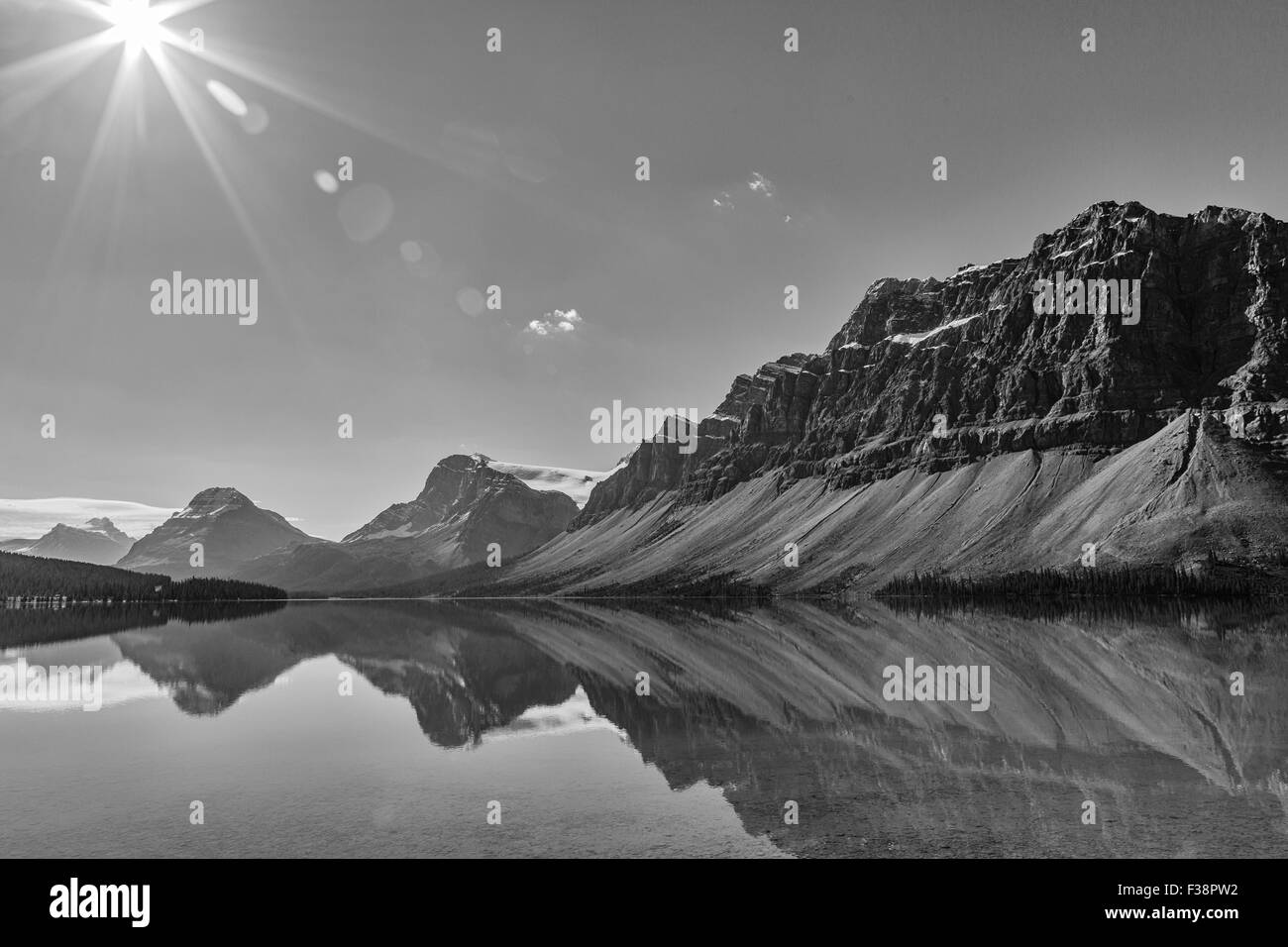 A reflection at Bow Lake Stock Photo - Alamy