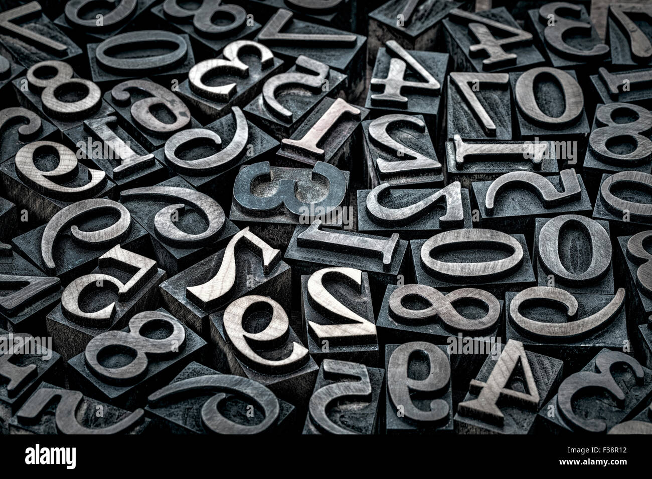 random number background - vintage letterpress wood type printing ...