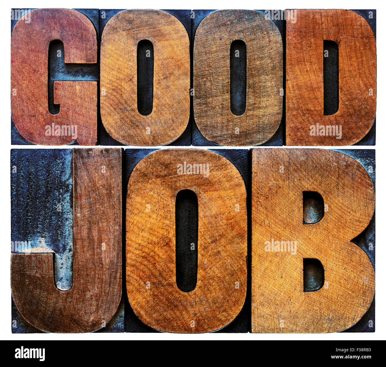 good job word abstract- isolated text in vintage letterpress wood type ...