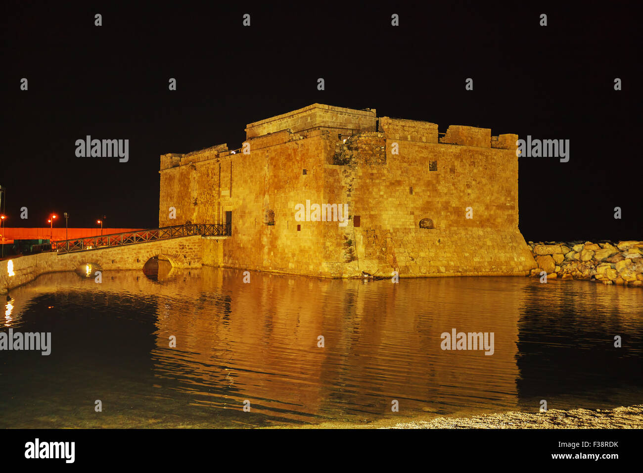 Paphos Venetians Castle at Night, Cyprus Stock Photo - Alamy