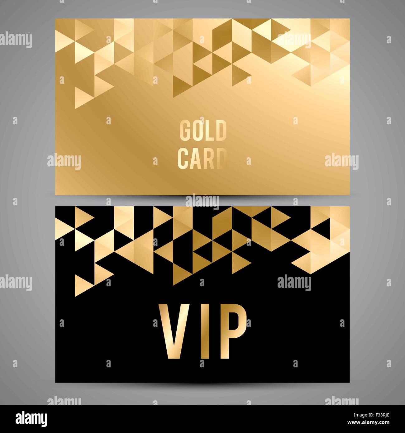 VIP cards. Black and golden design. Triangle decorative patterns Stock ...