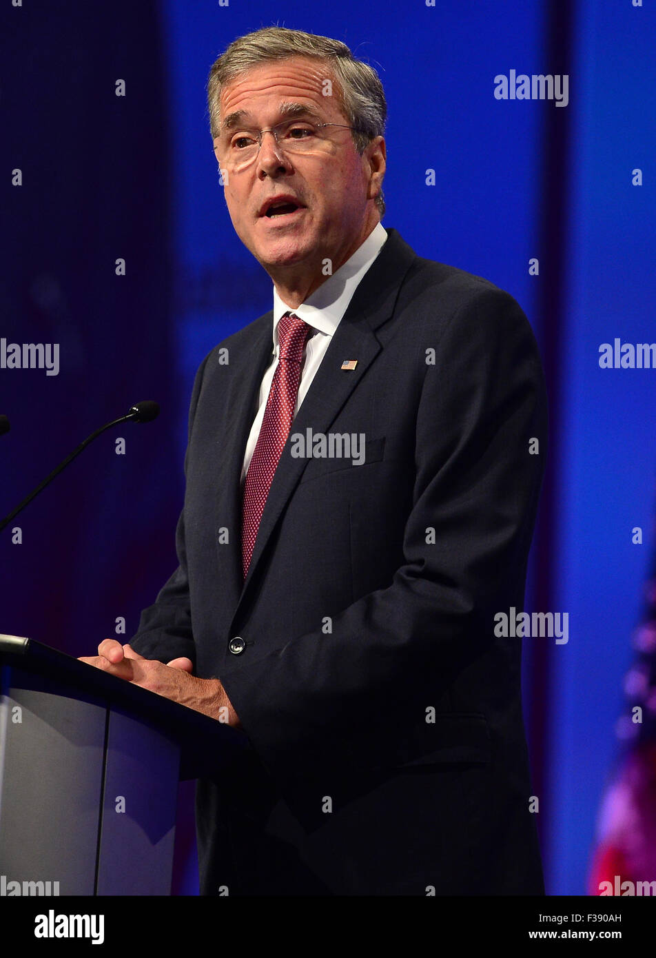Jeb Bush speaks during the Presidential Candidates Plenary at the ...
