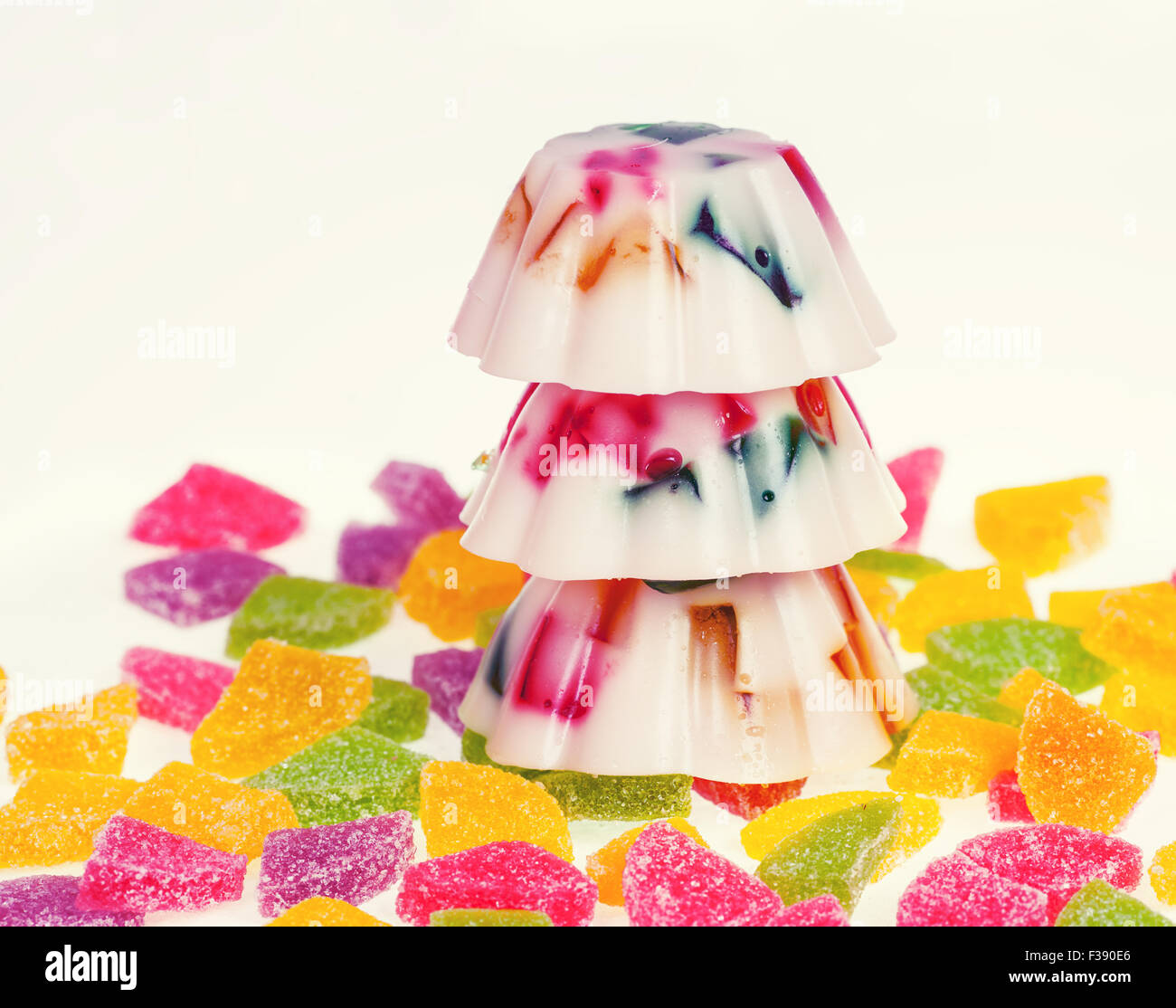 Colorful jelly pudding decorated with jujube Stock Photo - Alamy