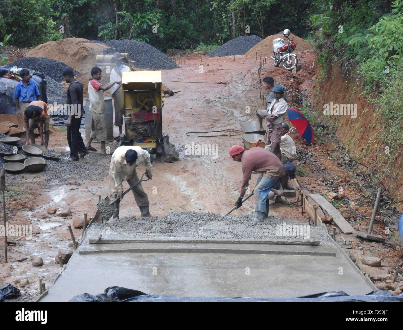 concrete road construction kuruvita erathna. 2nd october 2015 in sri ...