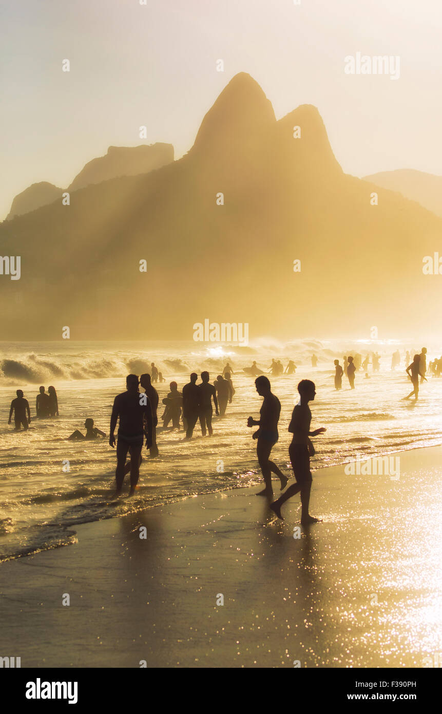 Ipanema Beach in Rio de Janeiro Brazil with Two Brothers Dois Irmaos ...