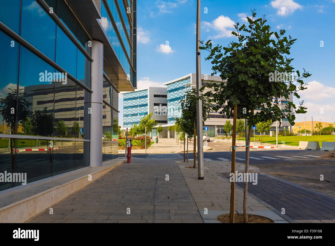 an empty city street with modern buildings Stock Photo - Alamy