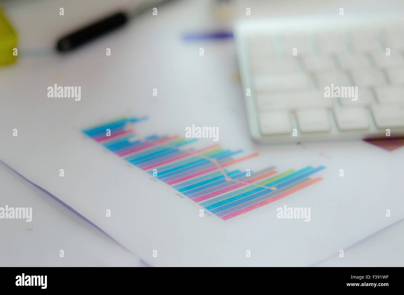 Graphs and charts, business table. The workplace of business people ...